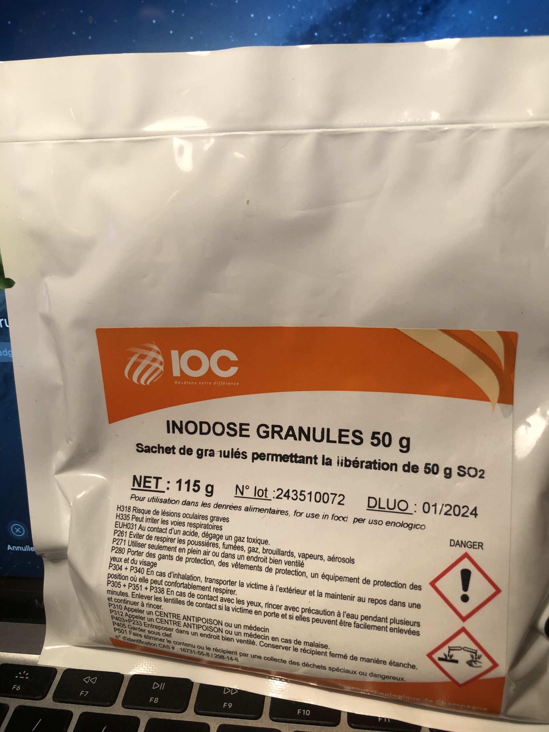 INODOSE GRANULES - 3 x 50g frigjort SO2/115 g i 3 pakninger ...